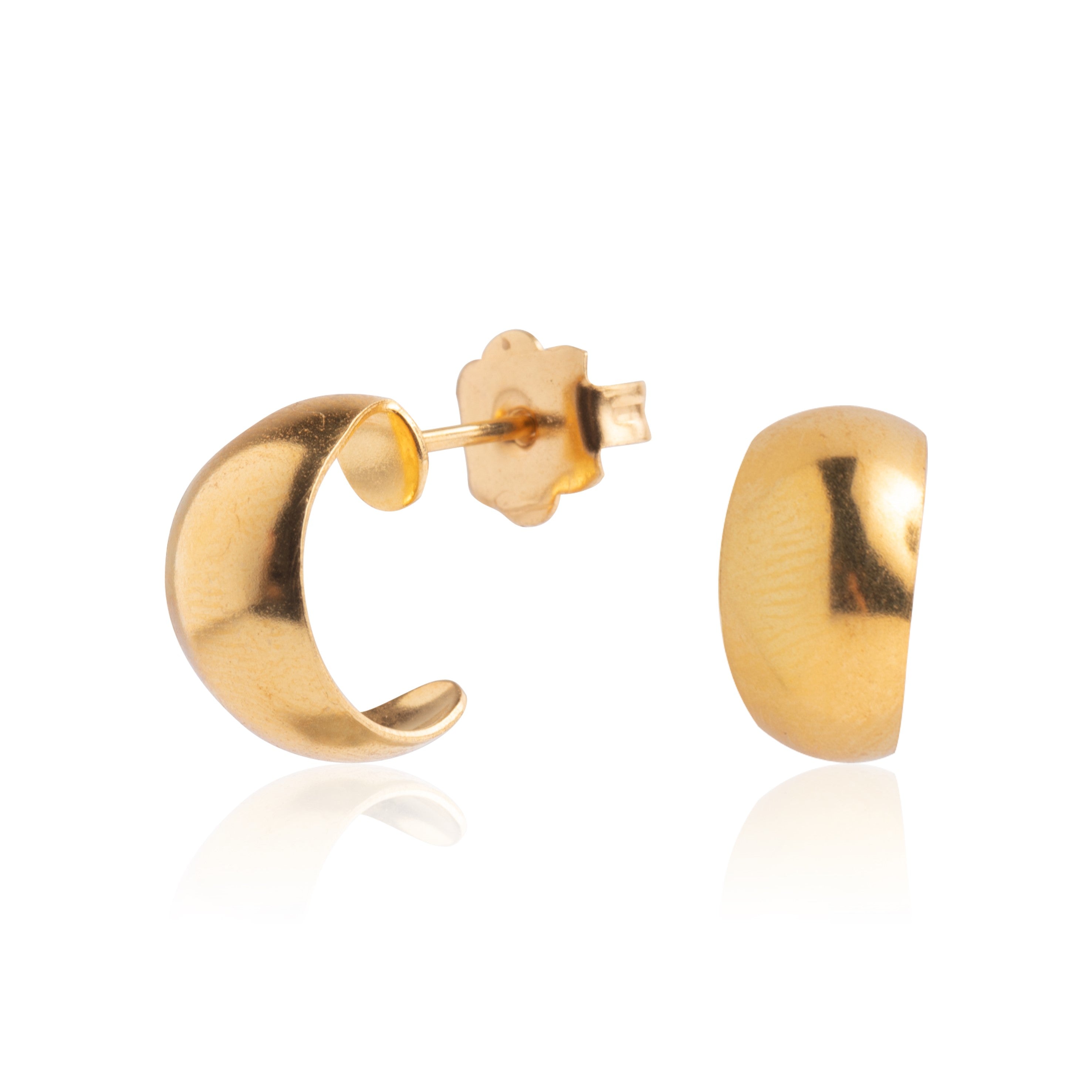 Stainless Steel Earrings | Shrimp Hoops | 22k Gold Plated | 1 Pair | E ...